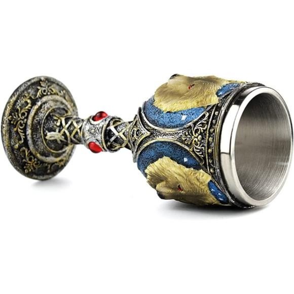 Dining | Stainless Steel Wolf Goblet Ezeso Resin 3d Wine Chalice Goblet ...